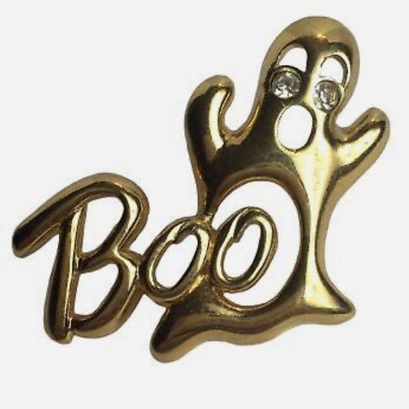 Vintage | Jewelry | Vintage Avon Gold Halloween Ghost Crystal Lapel Pin ...